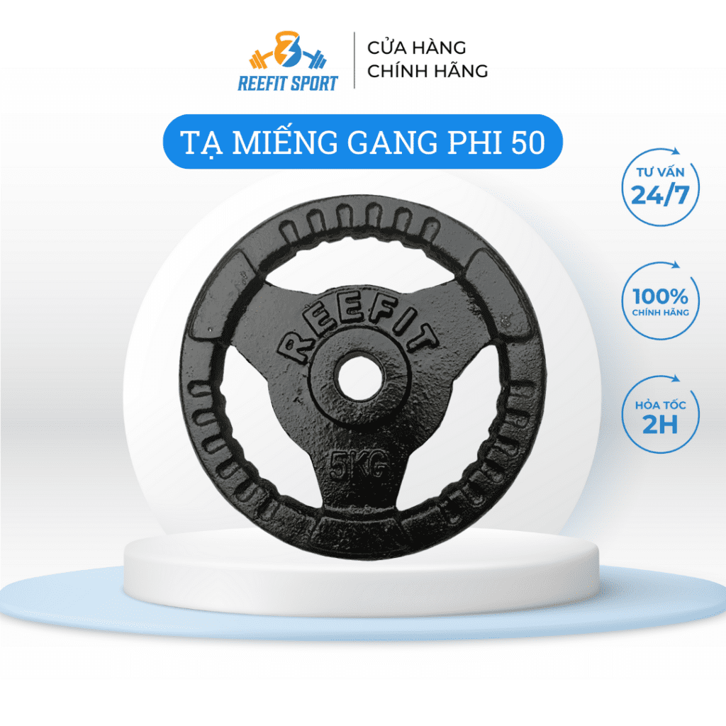 Tạ miếng gang 5kg 10kg 20kg phi 50 Reefit - Phúc Thành Sport