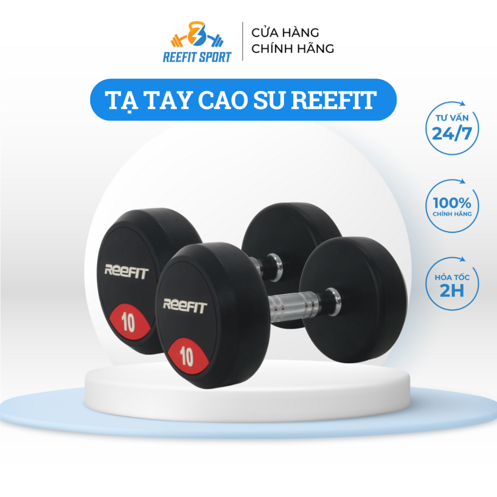 Tạ tay cao su phòng tập Reefit 2.5kg đến 30kg - Phúc Thành Sport