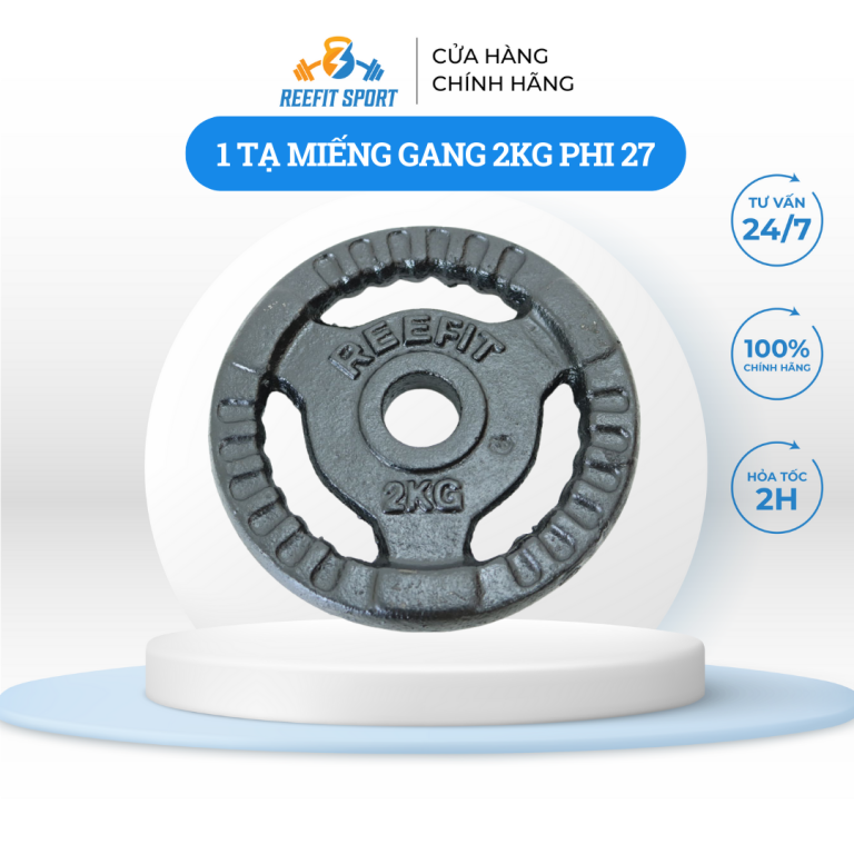 Tạ miếng gang tạ bánh tạ đĩa gang ba lỗ REEFIT 1kg 2kg 3kg 5kg 10kg phi ...